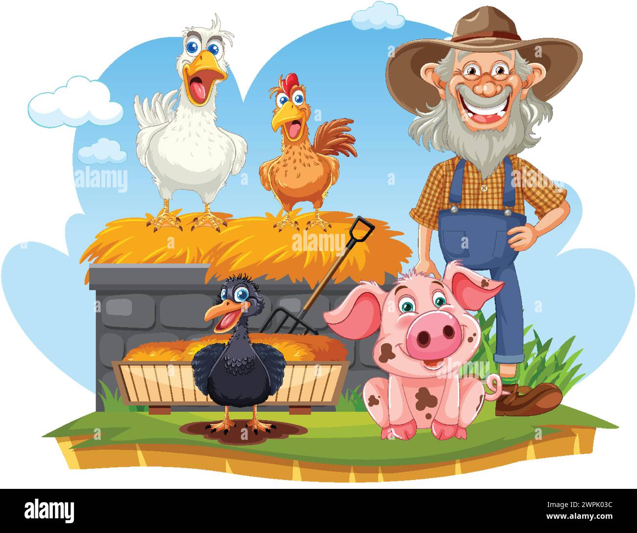Animals on straw Stock Vector Images - Alamy