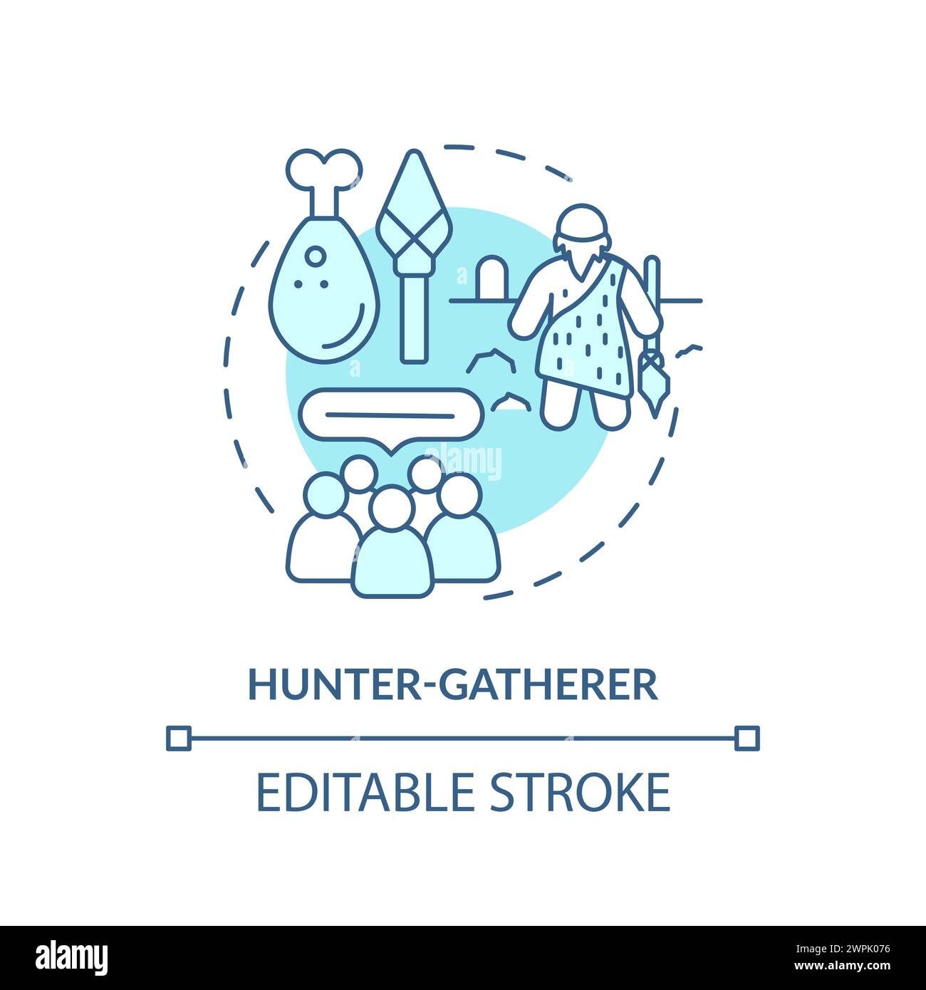 Hunter gatherer soft blue concept icon Stock Vector Image & Art - Alamy