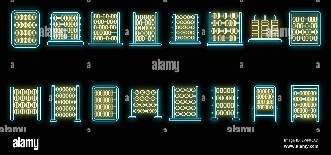 Calculate abacus icons set outline vector. Finance education. Math ...