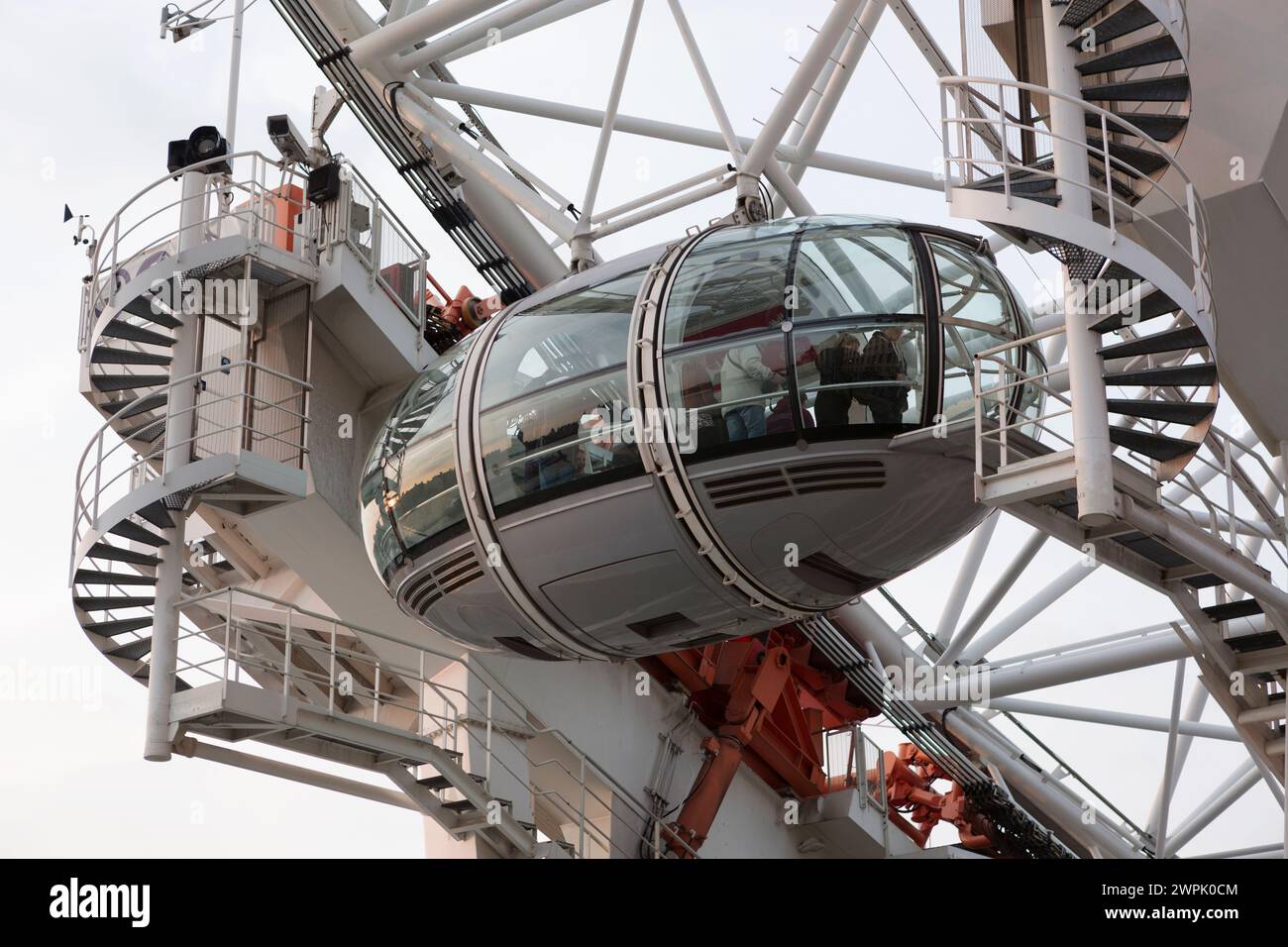 UK, London, view of one of the London Eye pods, as seen from the public ...