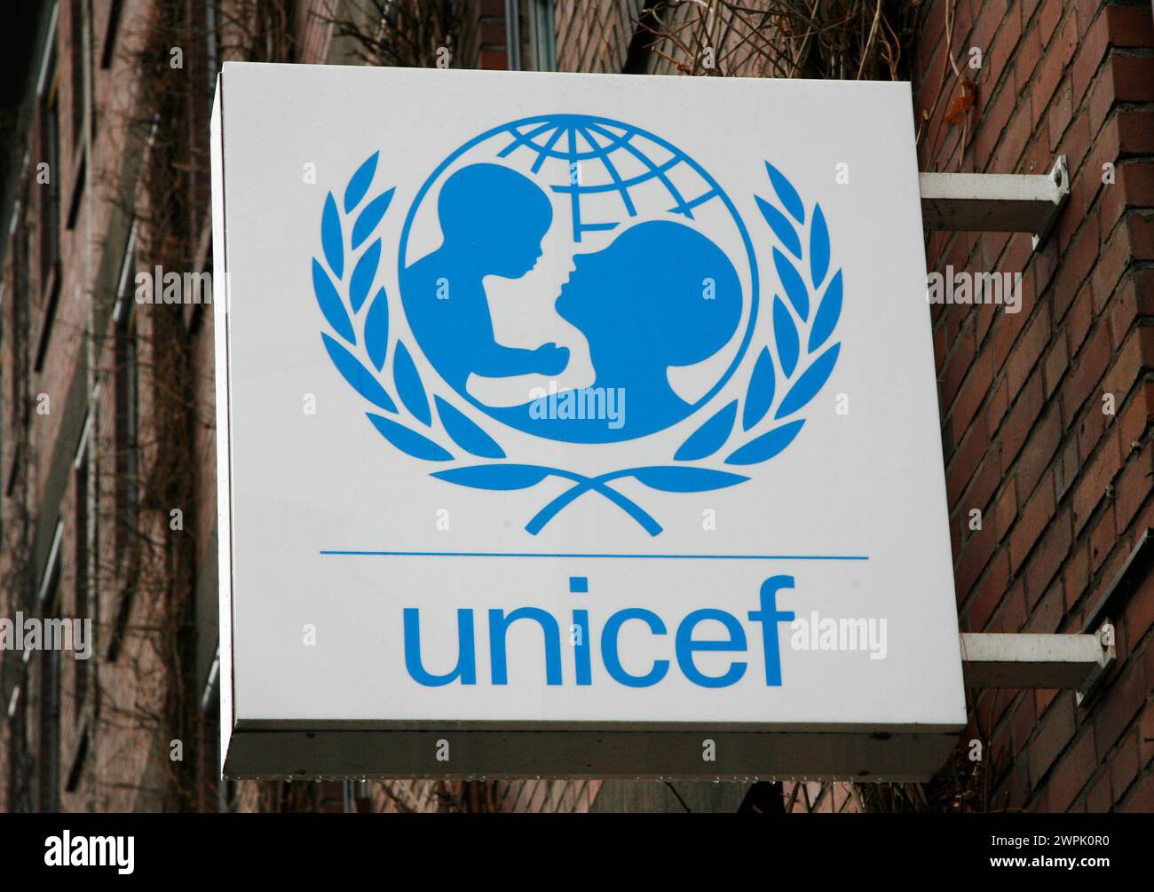 FILE - The UNICEF logo is seen at the German UNICEF headquarters in ...