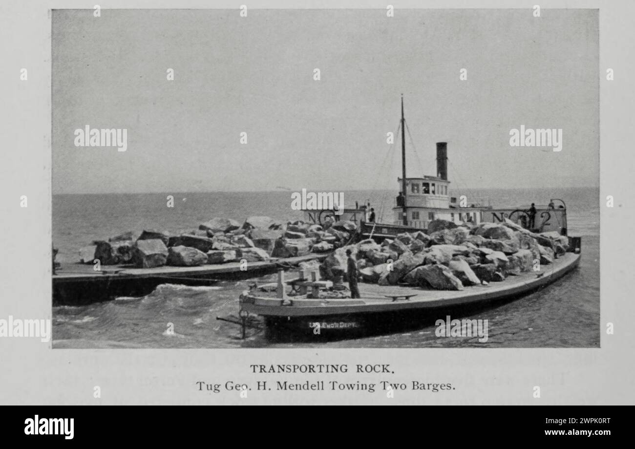 TRANSPORTING ROCK. Tug Geo. H. Mendell Towing Two Barges. from the ...