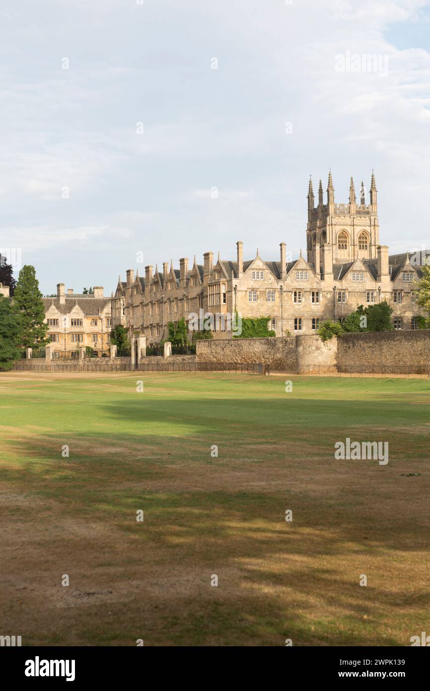UK, Oxford, view across Merton Field towards Merton College Stock Photo ...