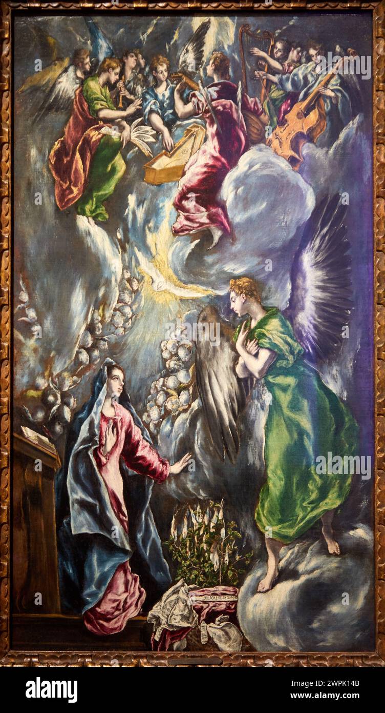 "The Annunciation", 1596-1600, El Greco, Thyssen Bornemisza Museum, Madrid, Spain, Europe Stock ...
