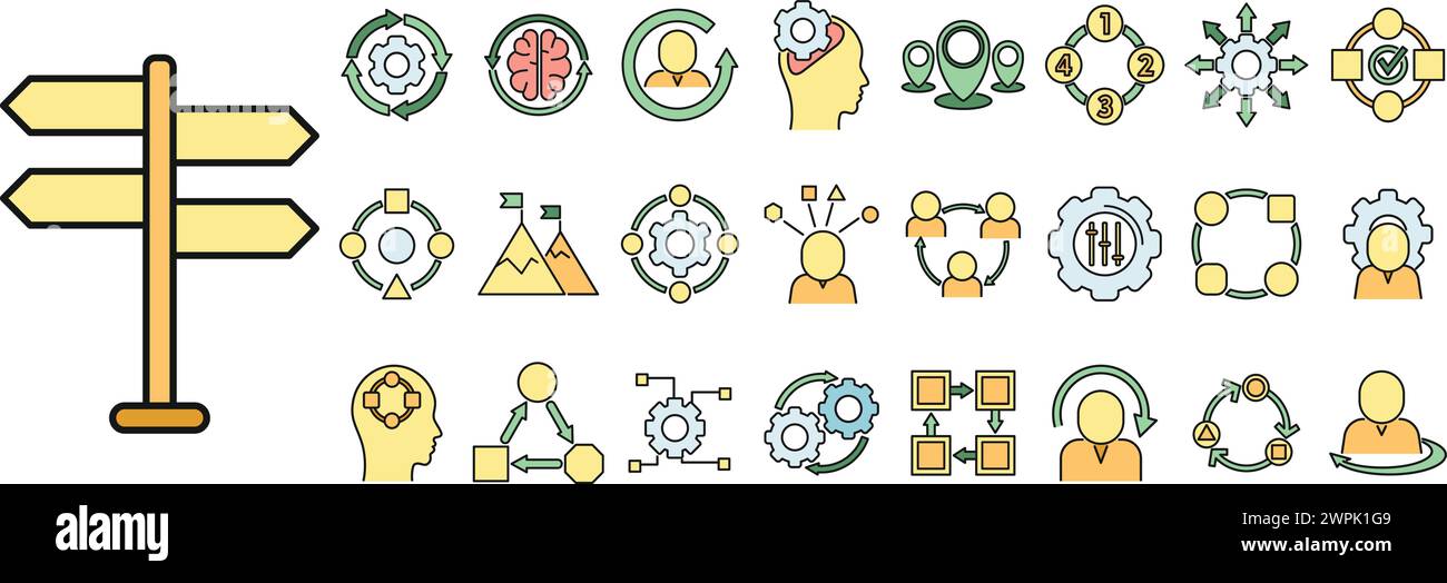 Adaptation icons set outline vector. Change adapt. Emotional ...