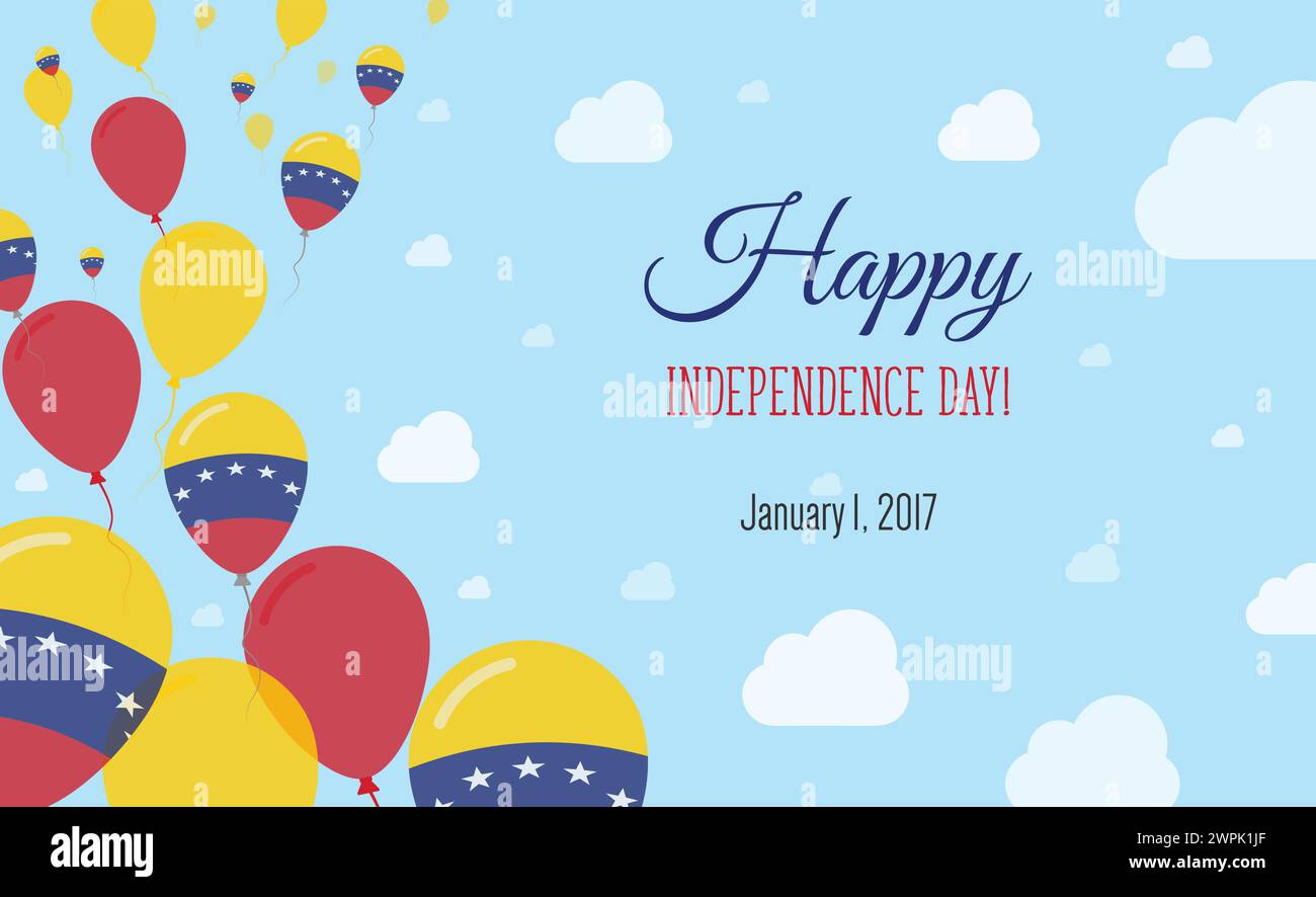 Venezuela Independence Day Sparkling Patriotic Poster. Row of Balloons ...