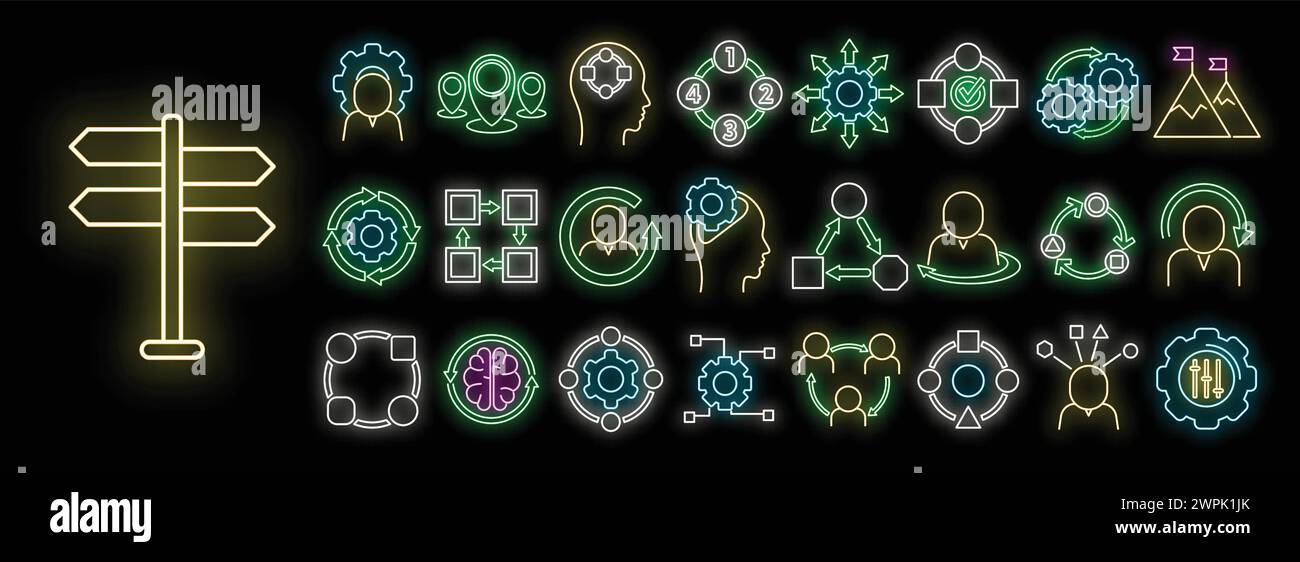 Adaptation icons set outline vector. Change adapt. Emotional ...