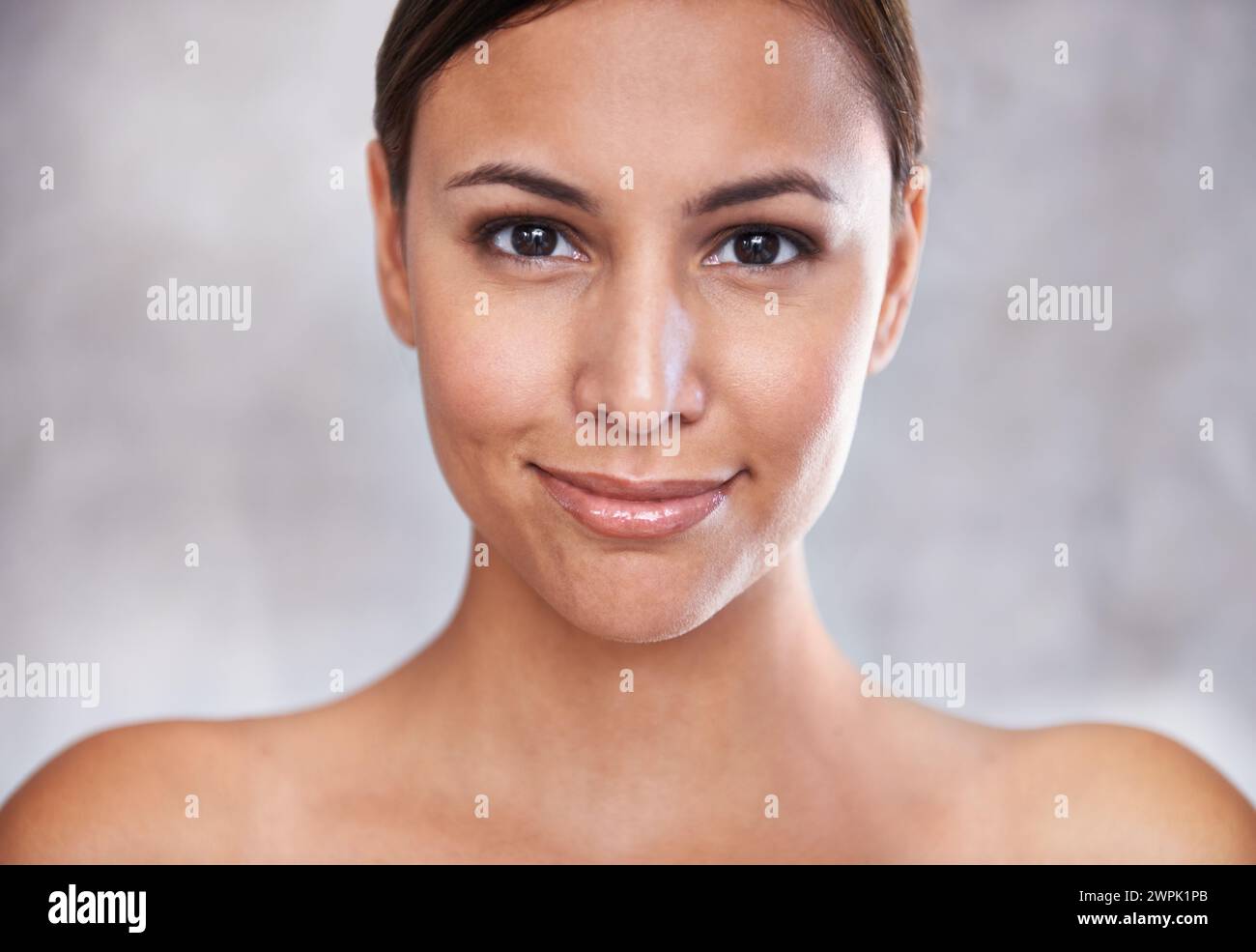 Face, natural beauty and woman with dermatology for glow, skin health ...