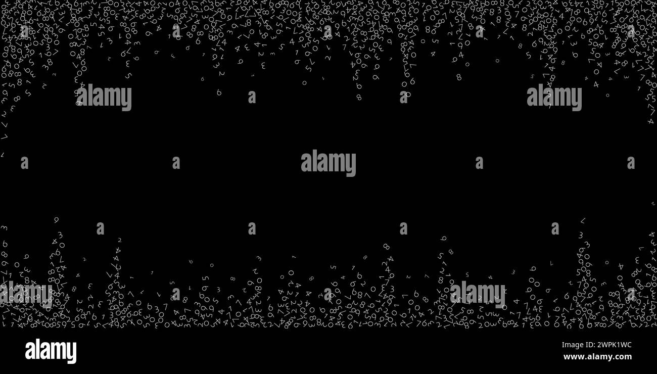 Falling numbers, big data concept. Binary white disorderly flying ...