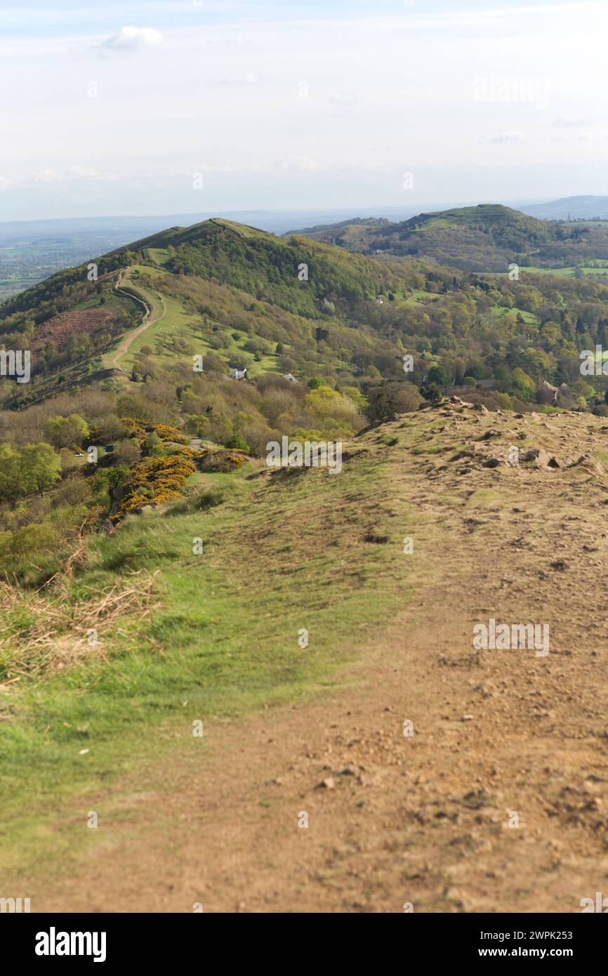 UK, Worcestershire, Malvern Hills, the walking trail along the Malvern ...