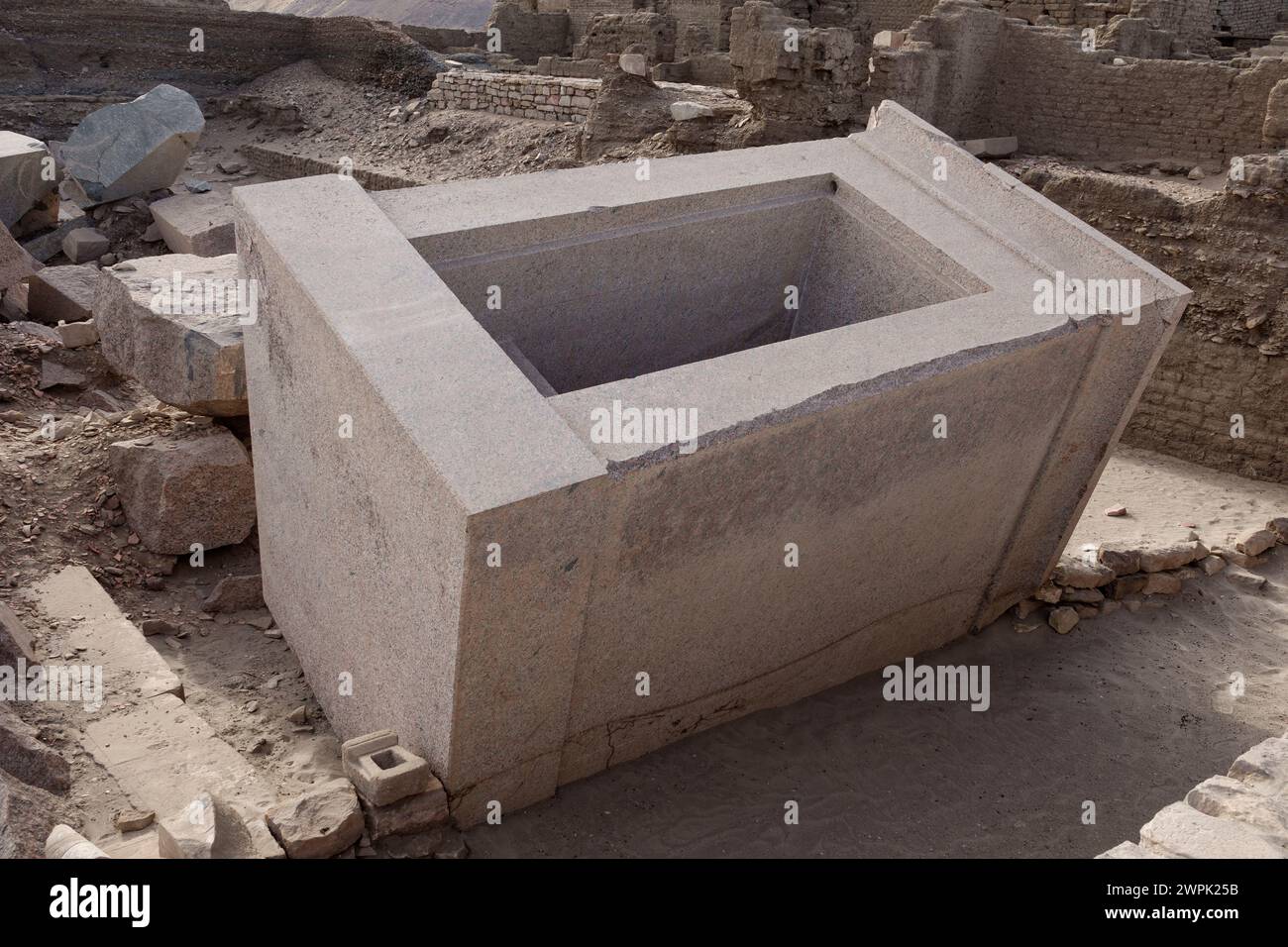 Fallen Naos at the ruins of Ancient Yebu, Elephantine Island, Aswan ...