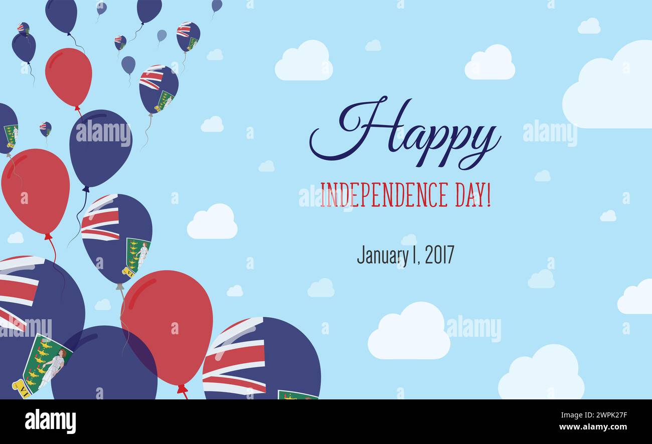British Virgin Islands Independence Day Sparkling Patriotic Poster. Row ...
