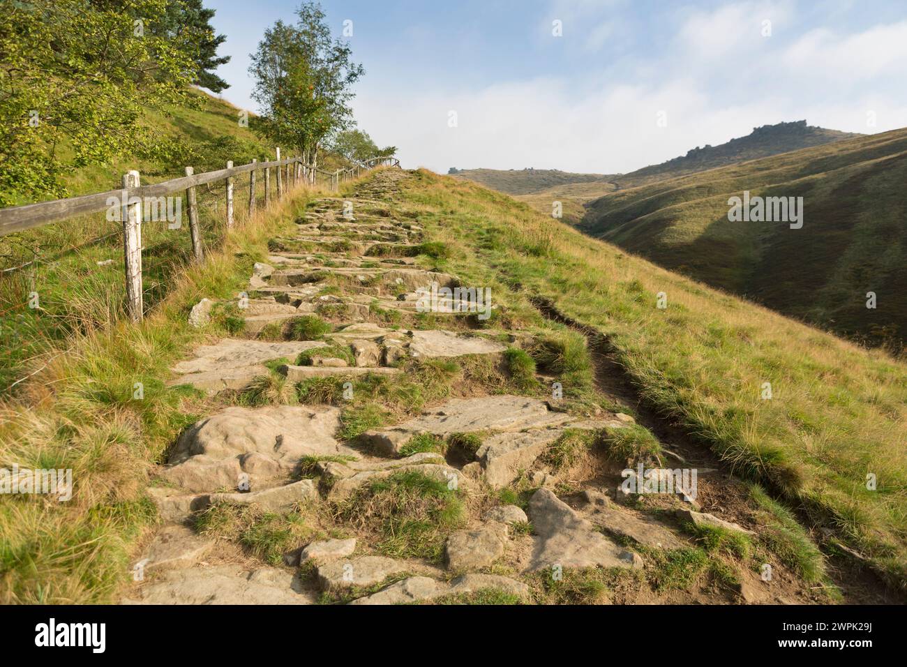 UK, West Yorkshire, the steps of Jacobs Ladder rising from Barber Booth ...