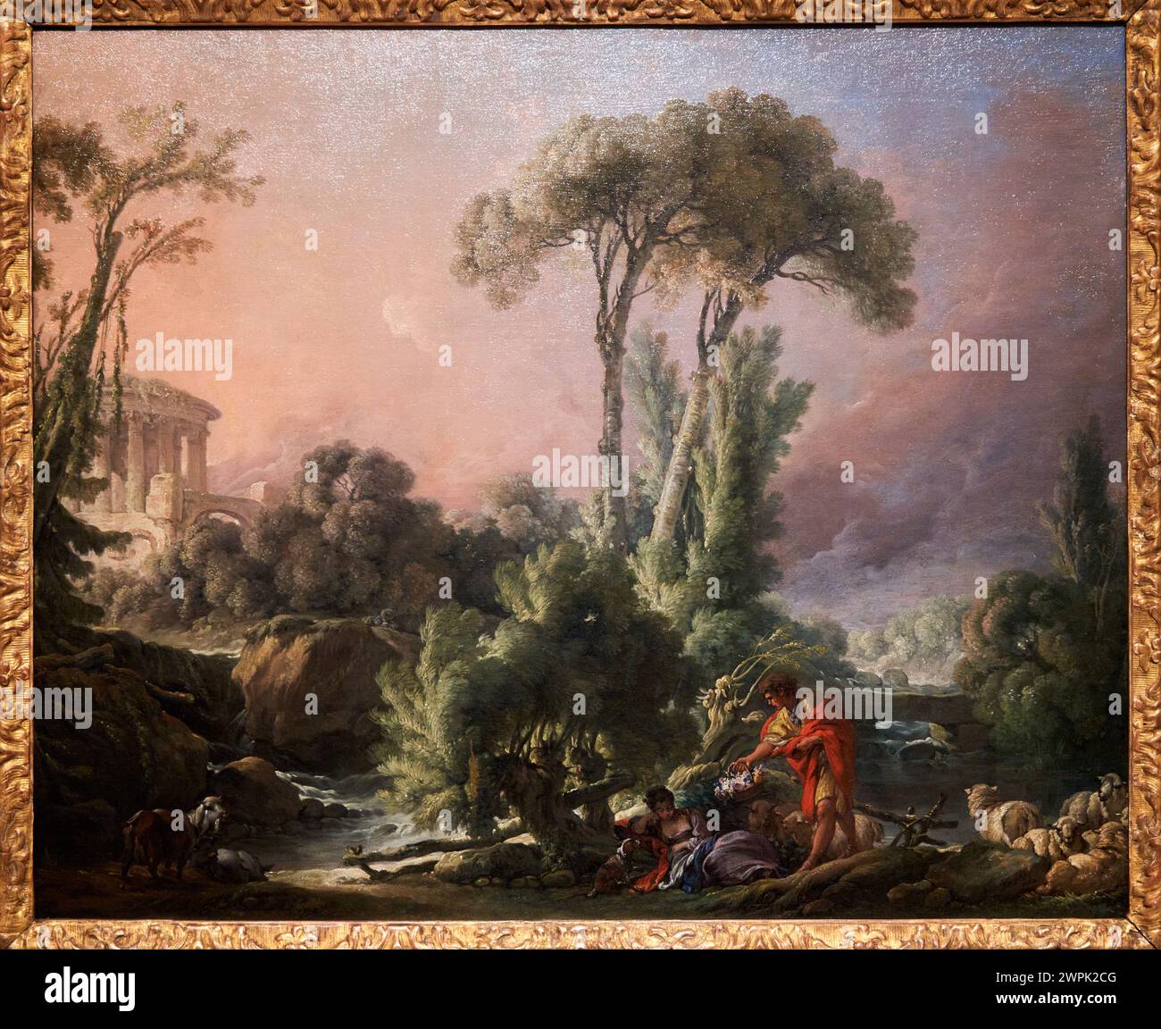François Boucher, (1703-1770), River Landscape with an Antique Temple ...