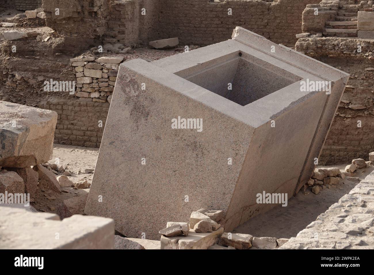 Fallen Naos at the ruins of Ancient Yebu, Elephantine Island, Aswan ...