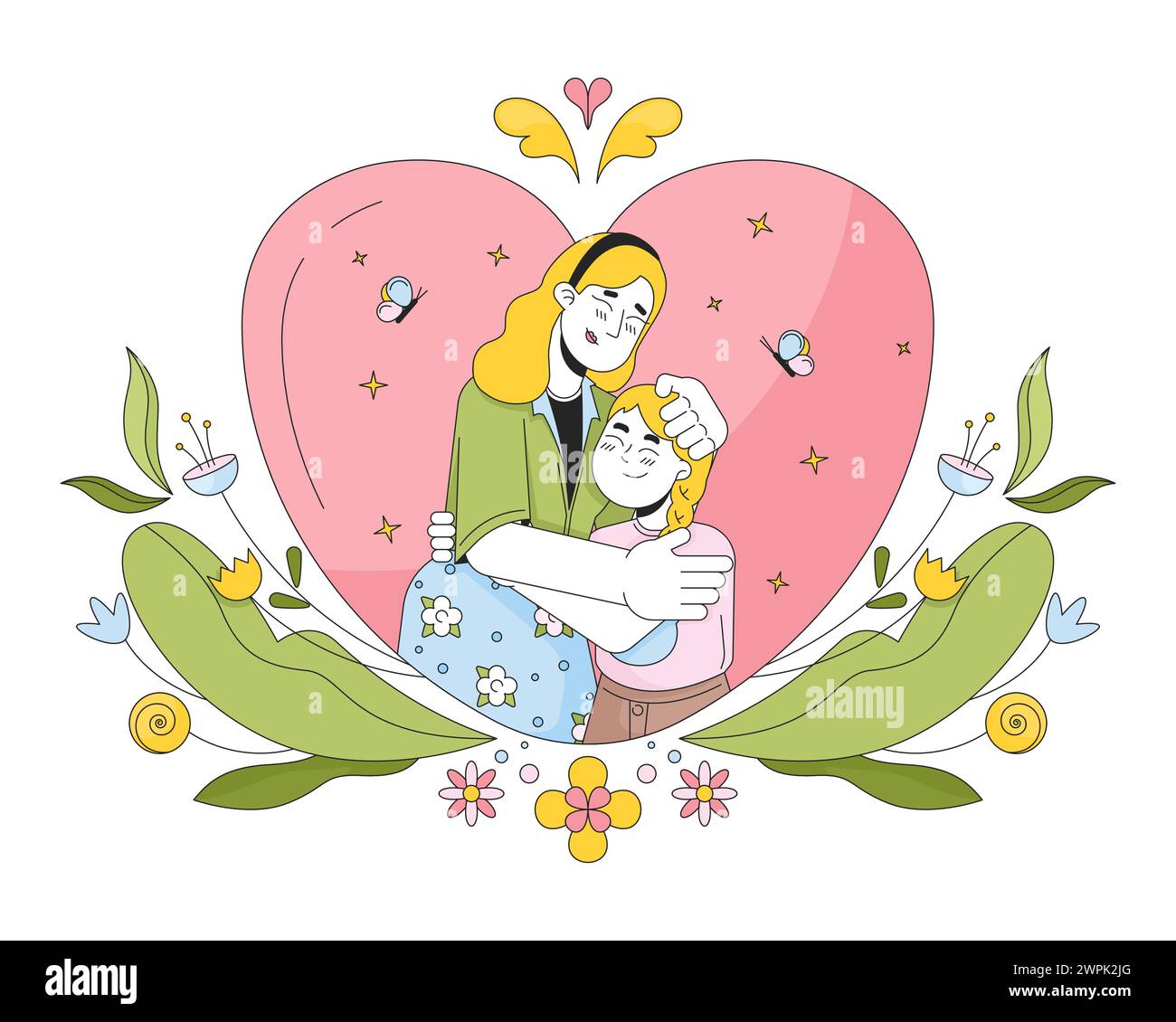 Appreciation mother day 2D linear illustration concept Stock Vector ...