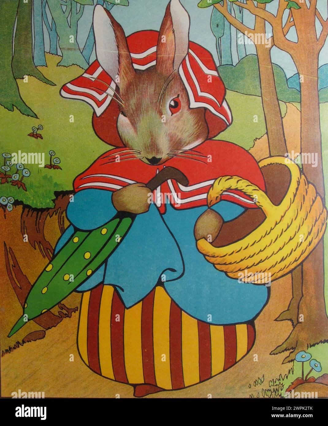 Old Mrs. Rabbit took a basket and her umbrella and went through the ...