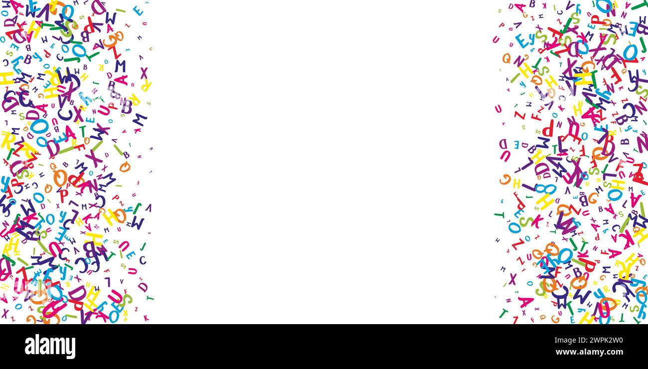 Concept of school background. Colorful childish falling letters of ...