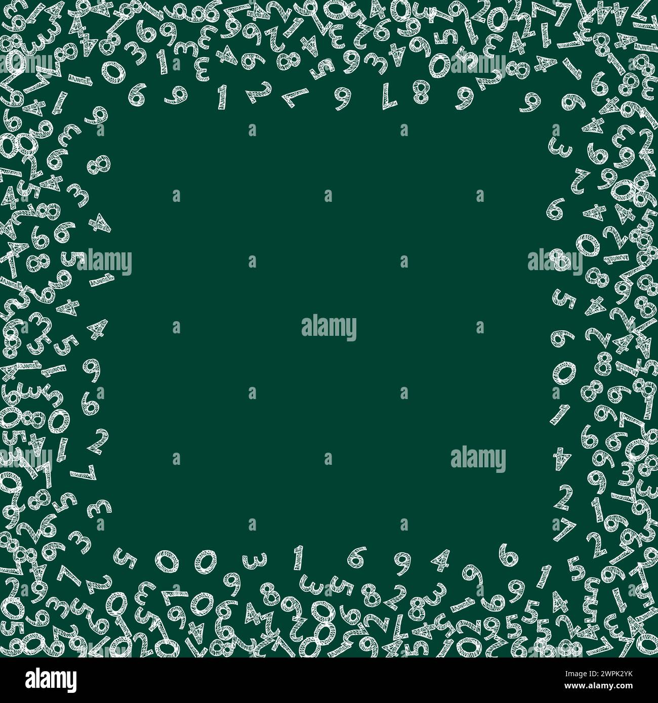 Falling handdrawn chalk numbers. Math study concept with flying digits ...