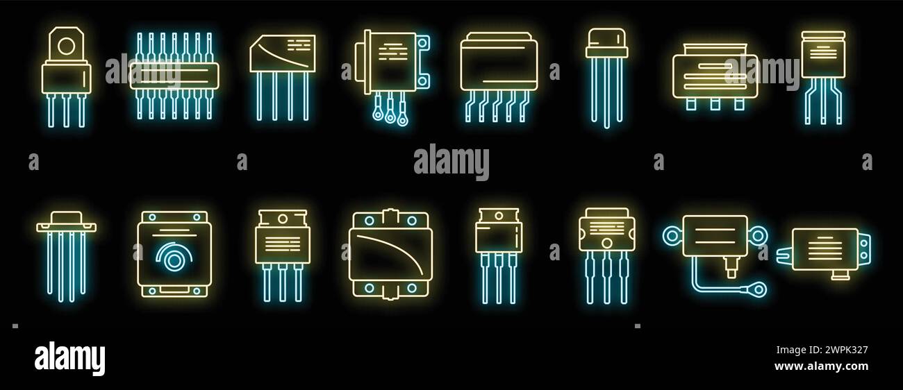 Voltage regulator icons set outline vector. Battery argon. Charger ...