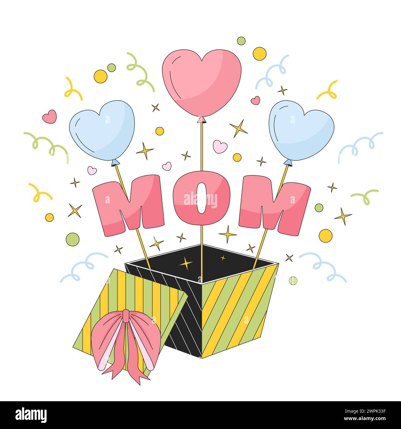 Gift box mothers day 2D linear illustration concept Stock Vector Image ...