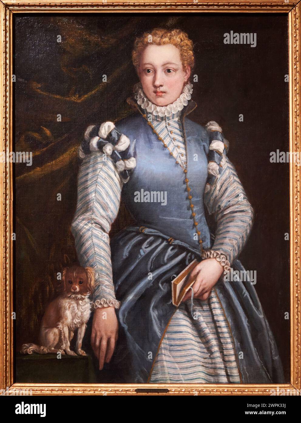 Veronés (Verona, 1528-Venecia, 1588), Portrait of a Woman with a Dog ...