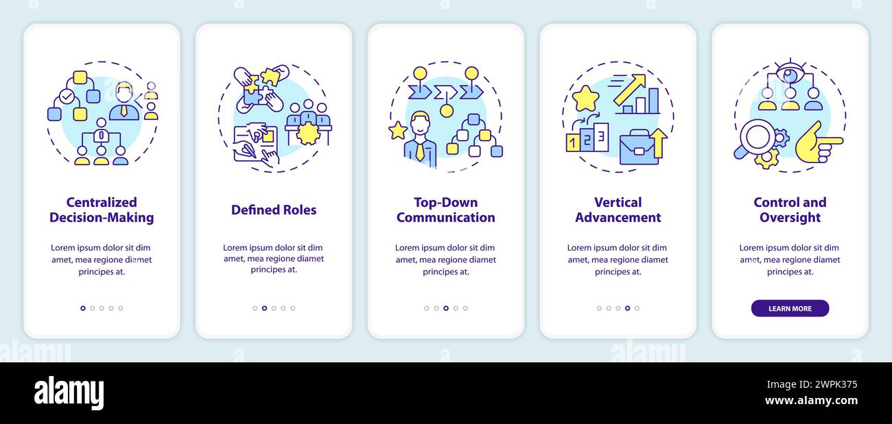 Hierarchical Structure Onboarding Mobile App Screen Stock Vector Image