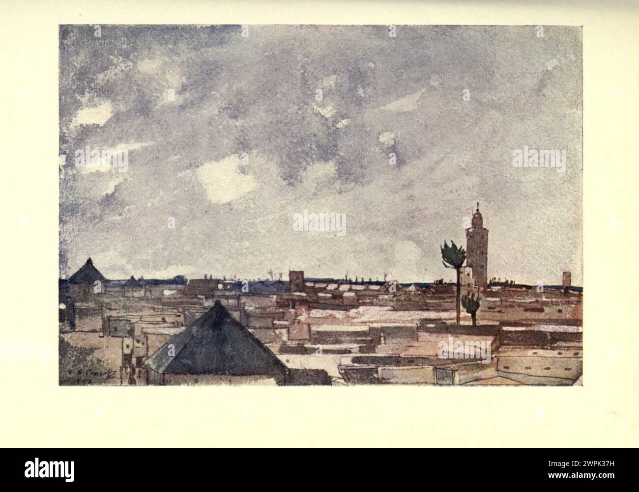 The Roofs of Marrakesh Morocco Painted by A. S. (Archibald Stevenson ...