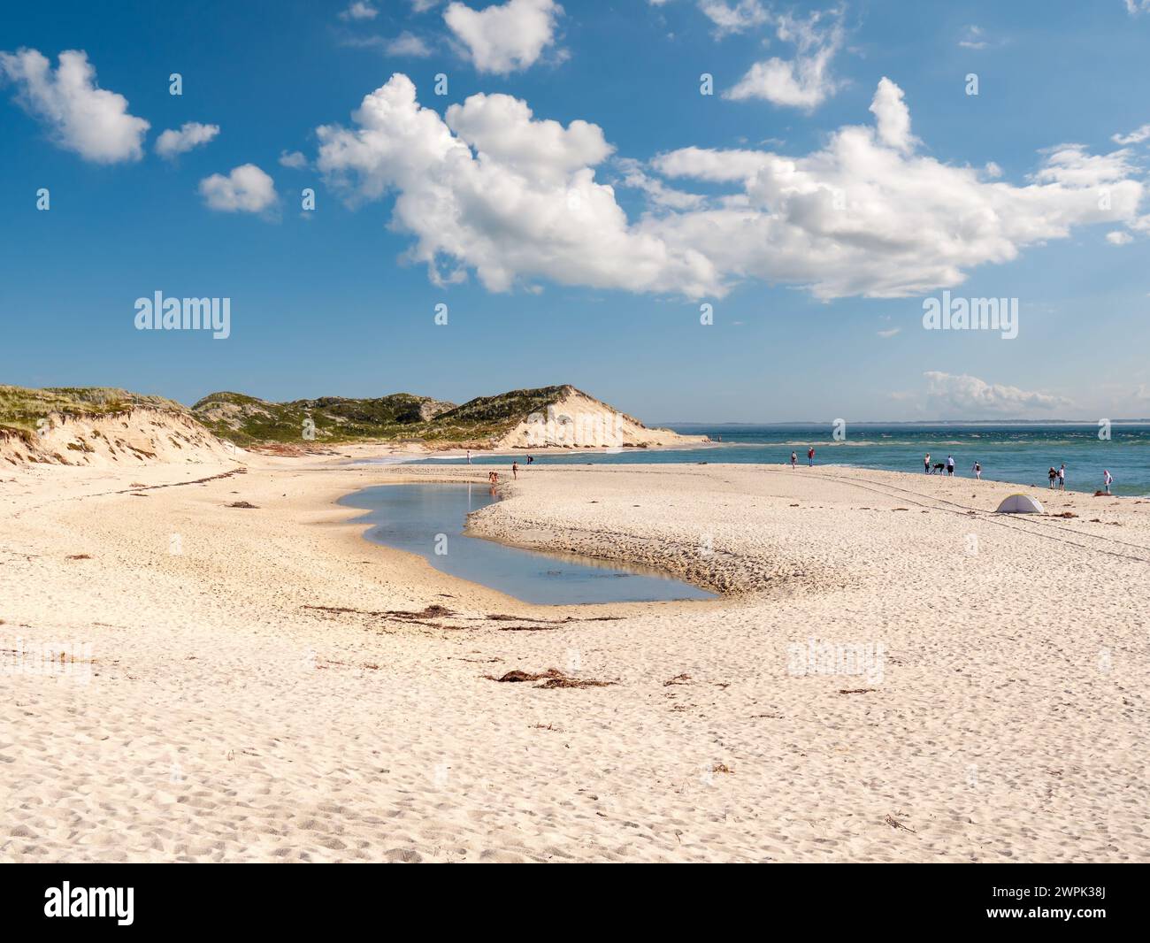 Beach with lagoon, Hoernum Odde, south point of Sylt island, North ...