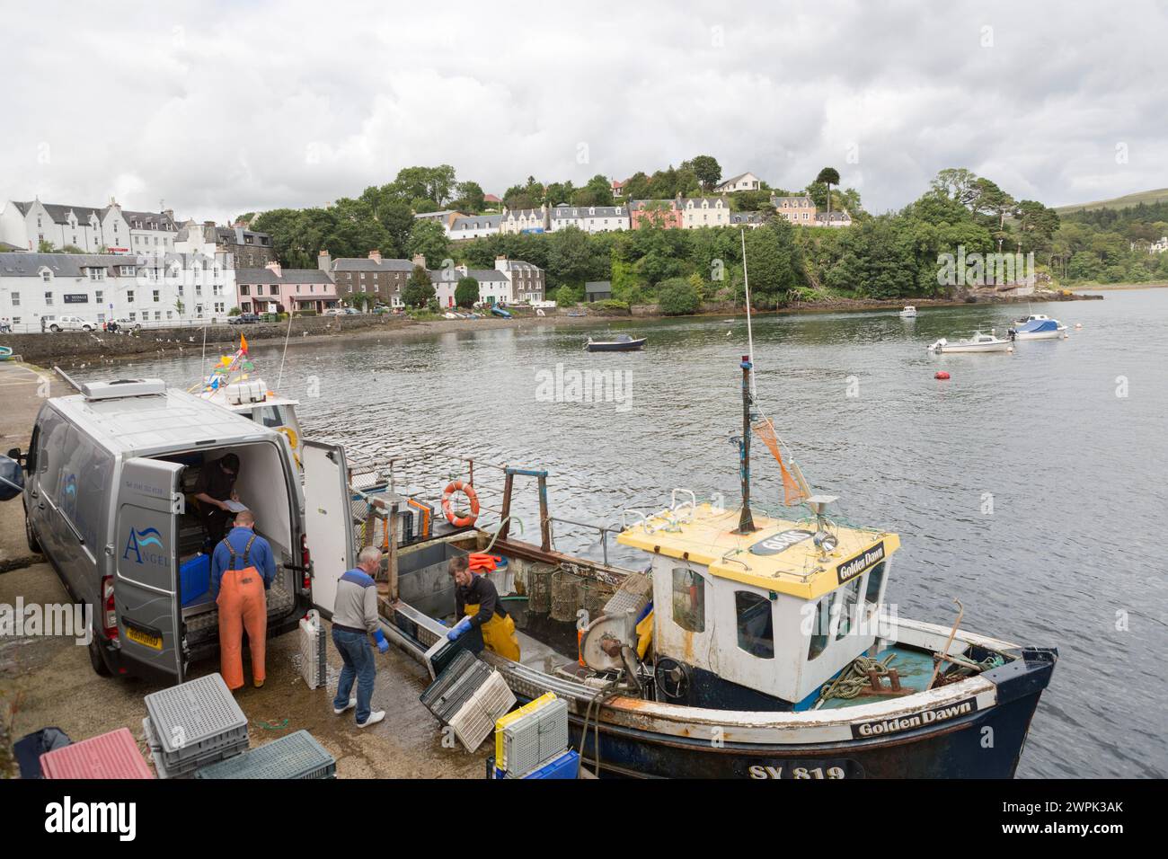 UK, Scotland, the harbour at Portree on the Isle of Skye Stock Photo ...