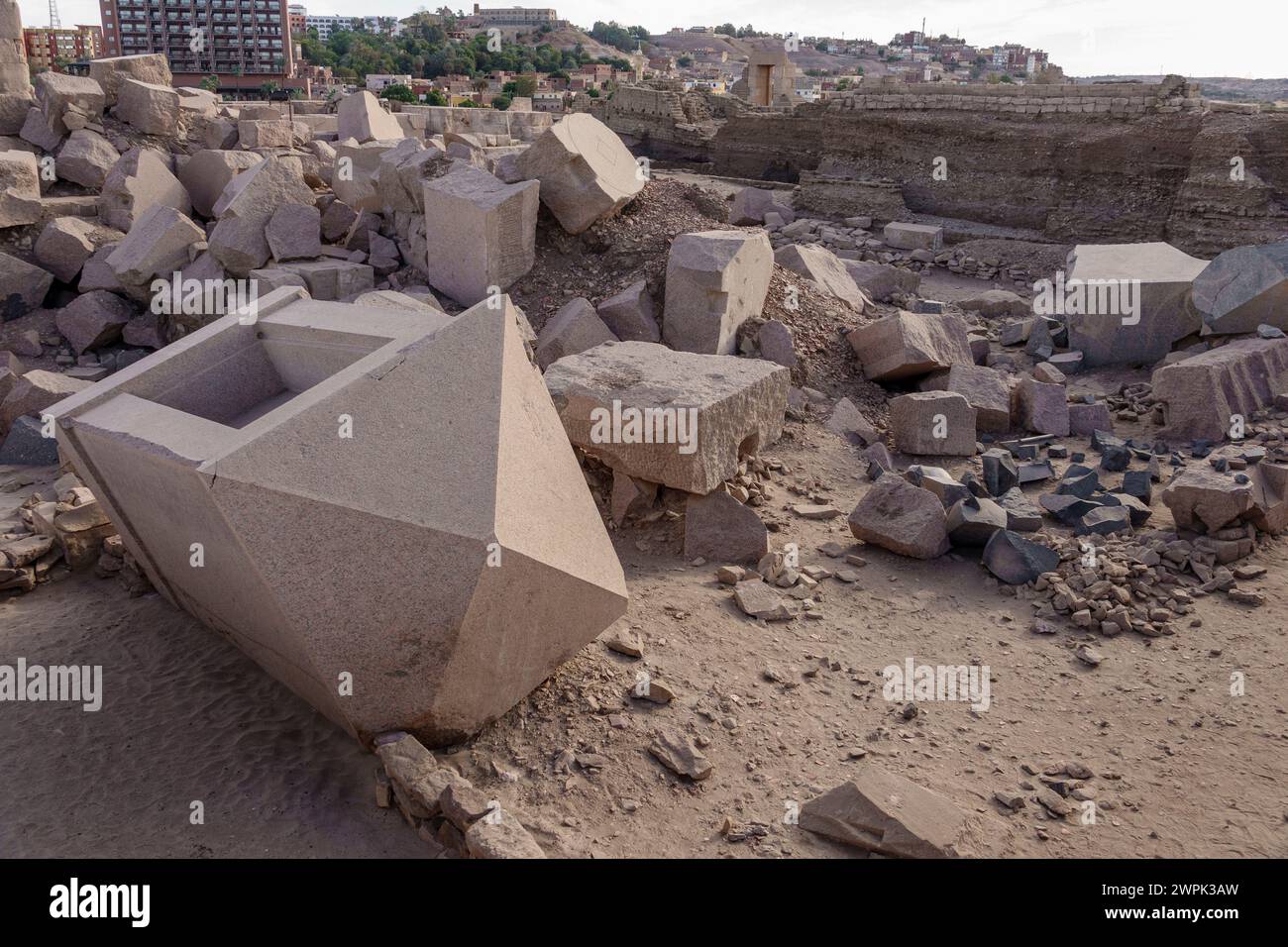 Fallen Naos at the ruins of Ancient Yebu, Elephantine Island, Aswan ...
