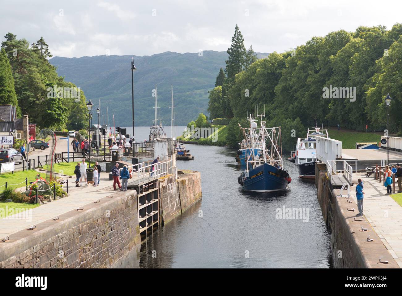 UK, Scotland, the Caledonian canal lock system at Fort Augustus Stock ...