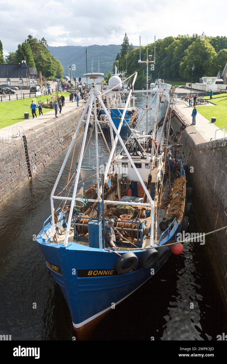 UK, Scotland, the Caledonian canal lock system at Fort Augustus Stock ...