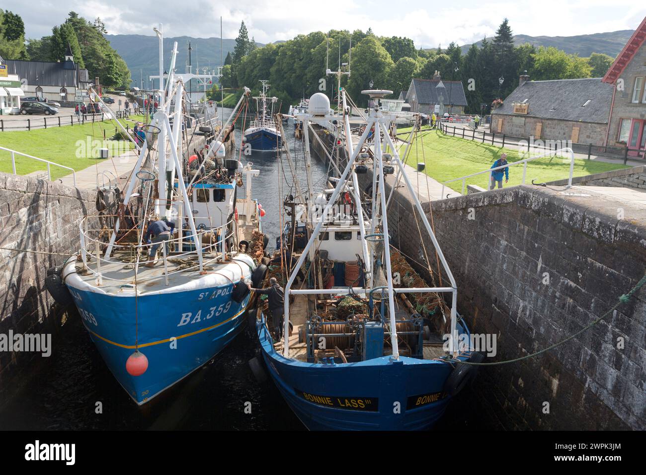 UK, Scotland, the Caledonian canal lock system at Fort Augustus Stock ...