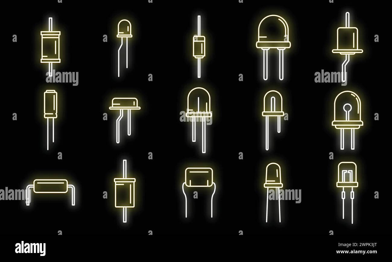 Diode icons set outline vector. Anode light. Led alarm neon isolated Stock Vector Image & Art ...