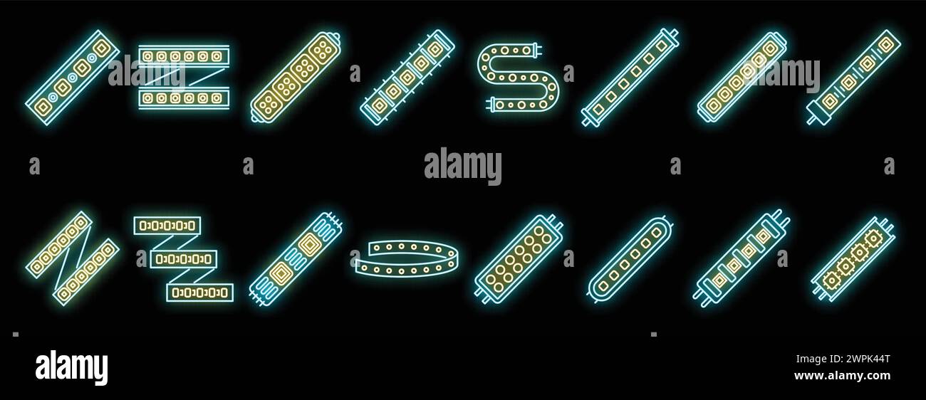 Led strip lights icons set outline vector. Module led. Light bright ...