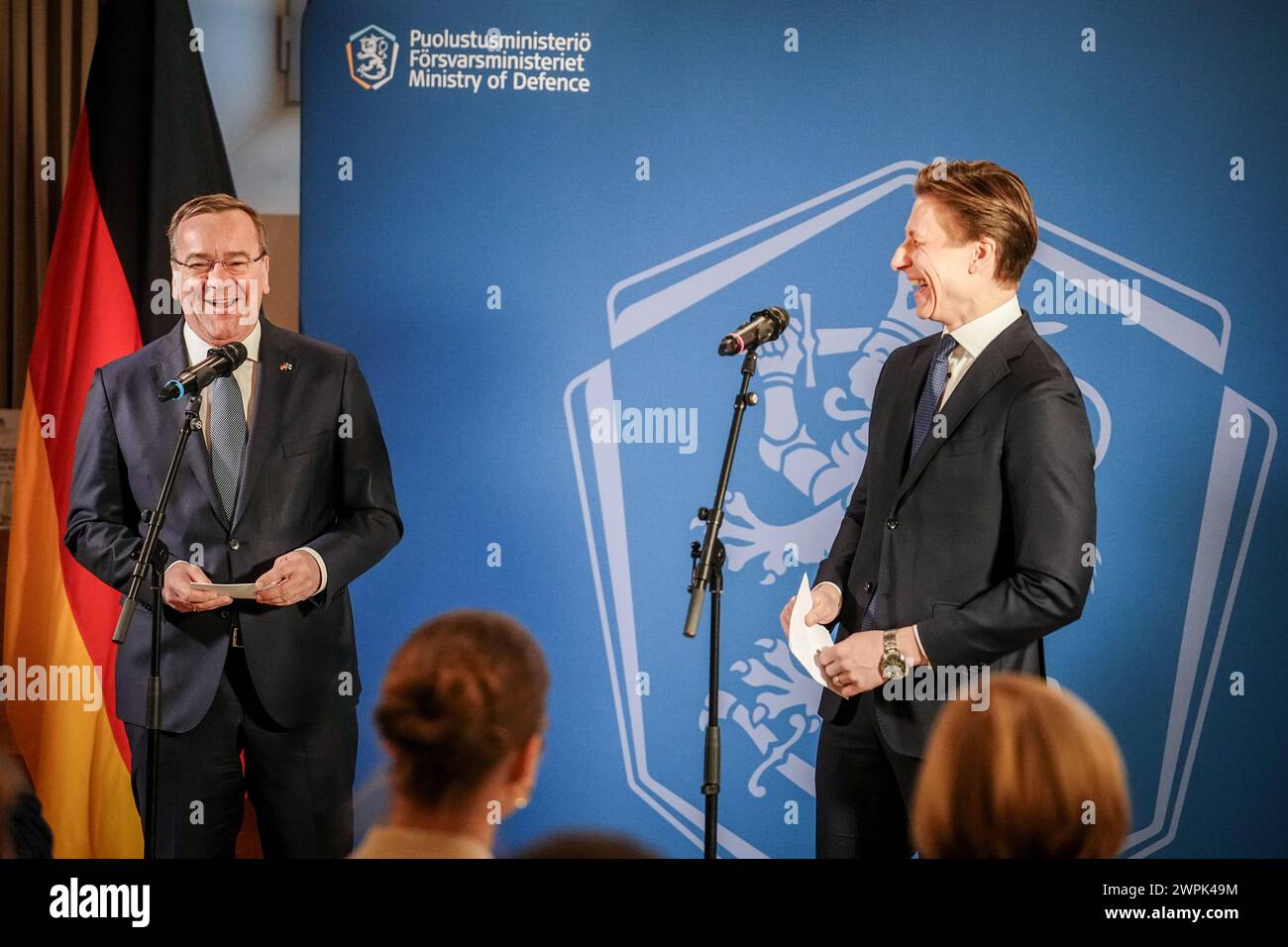 Helsinki, Finland. 08th Mar, 2024. Boris Pistorius (SPD, l), Federal ...