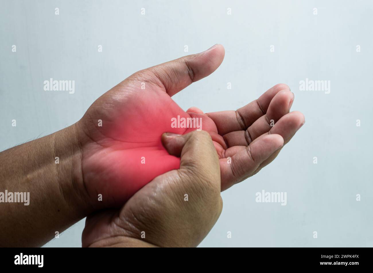 The part of the palm of the hand that is sick or injured. The painful ...