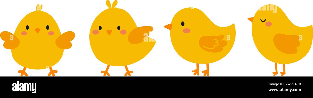 Cute little Easter chicken collection. Charming cartoon characters for ...
