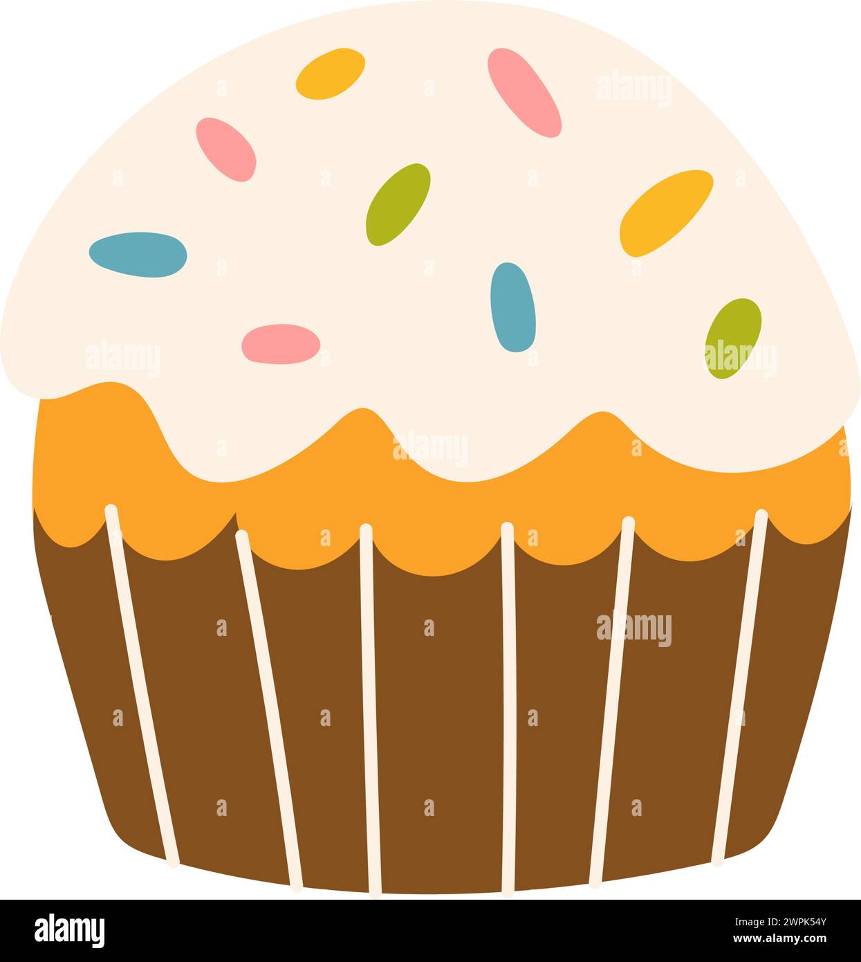 Cute boho cupcake in childish style. Sweet dessert for kids cards, baby ...