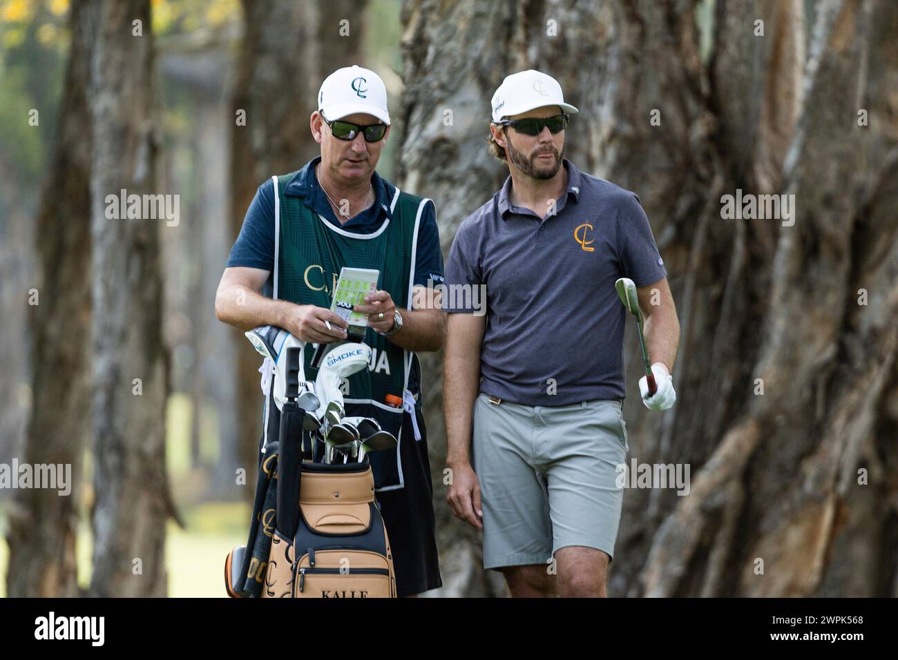 Kalle Samooja of Cleeks GC and caddie, John Dempster seen on the sixth ...