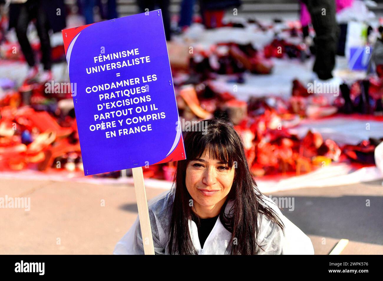 Paris, France. 07th Mar, 2024. Sarah Barukh author during a rally ...