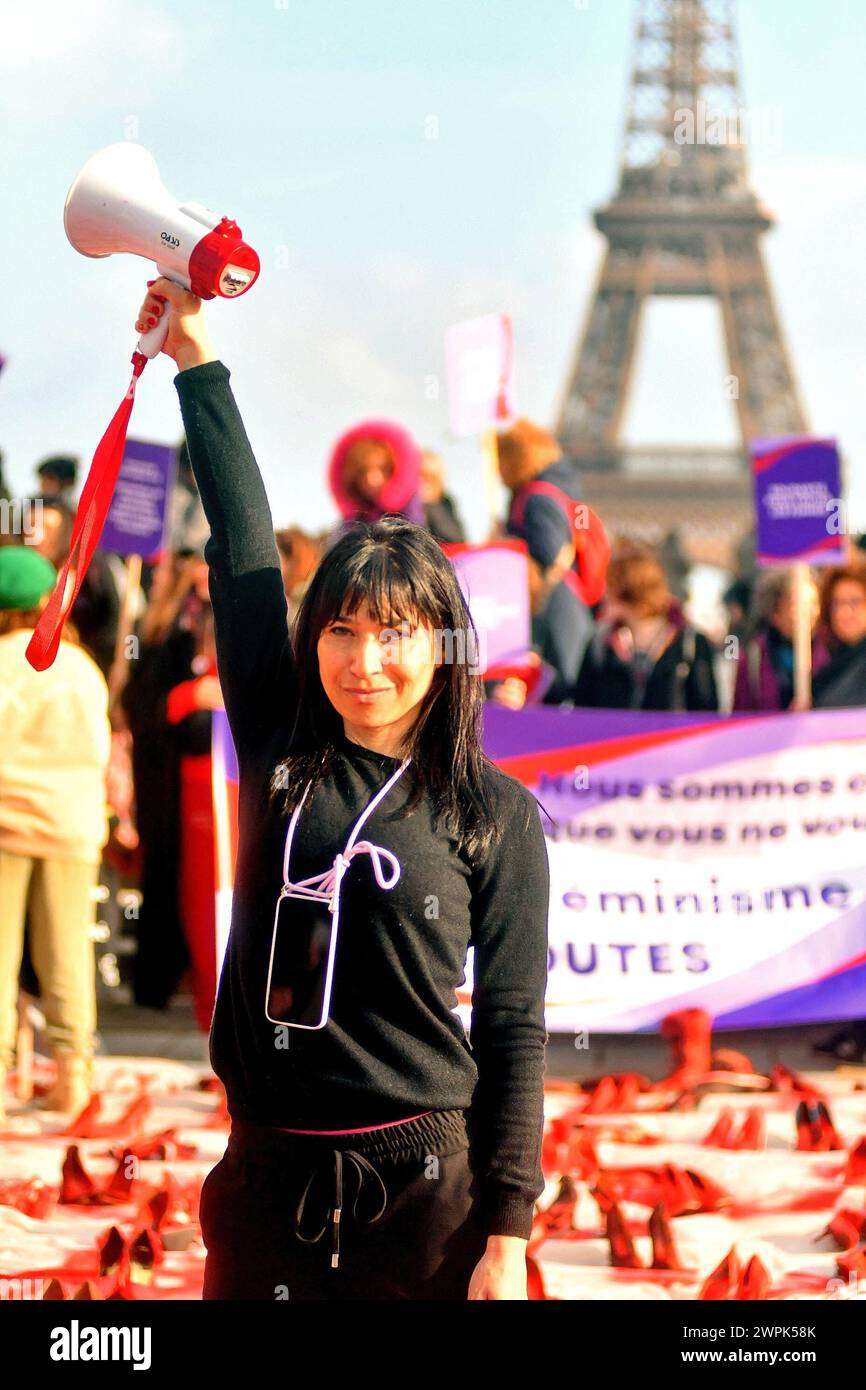 Paris, France. 07th Mar, 2024. Sarah Barukh author during a rally ...