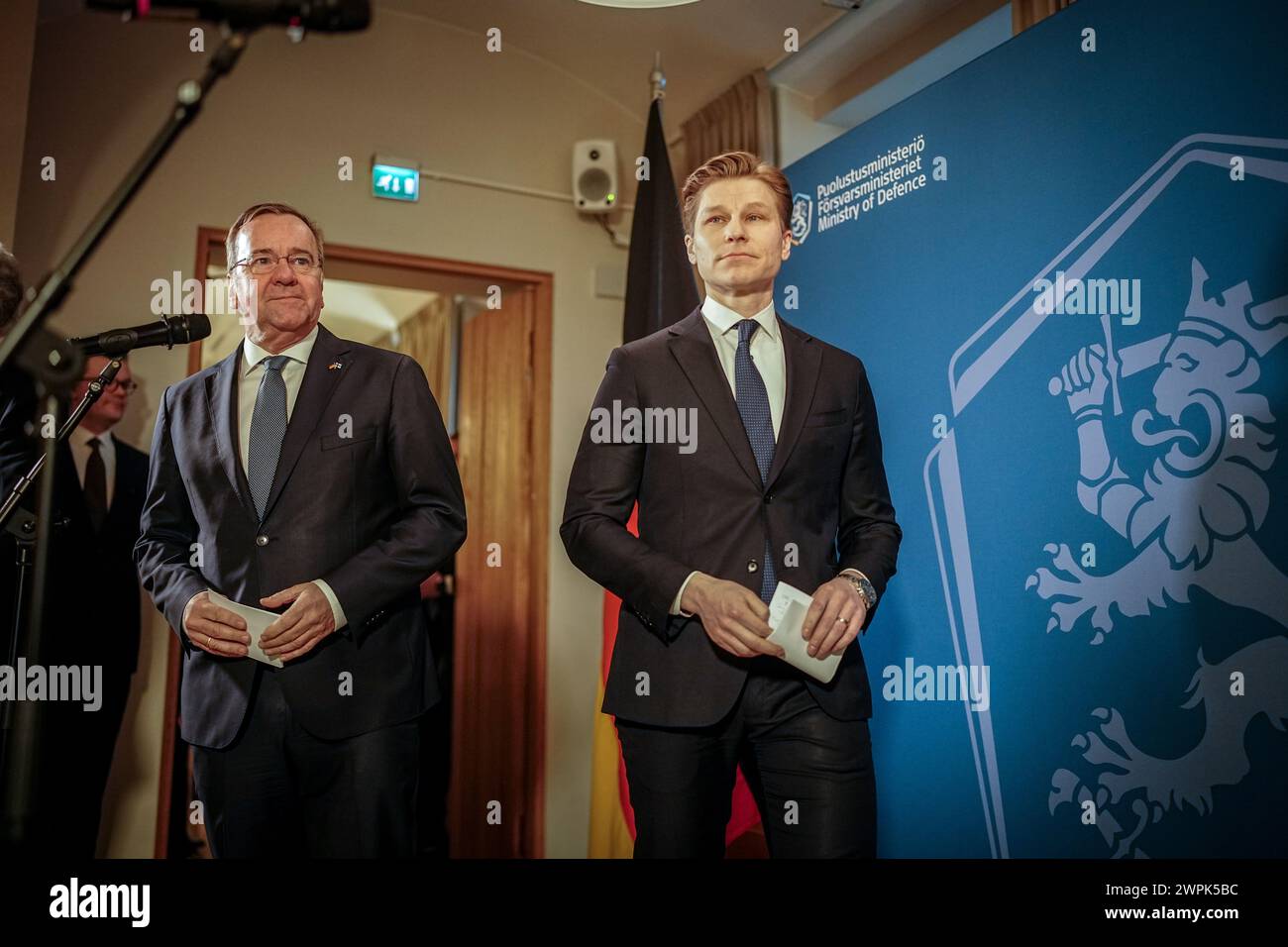 Helsinki, Finland. 08th Mar, 2024. Boris Pistorius (SPD, l), Federal ...