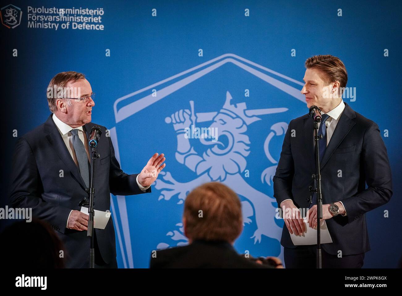 Helsinki, Finland. 08th Mar, 2024. Boris Pistorius (SPD, l), Federal ...
