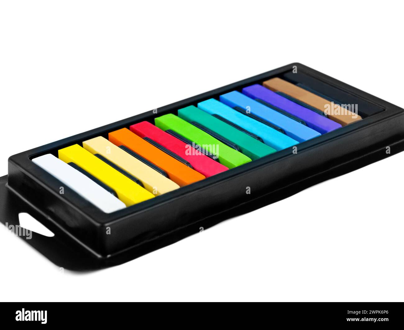 Color, pastel and artist chalk in studio for rainbow or vibrant ...