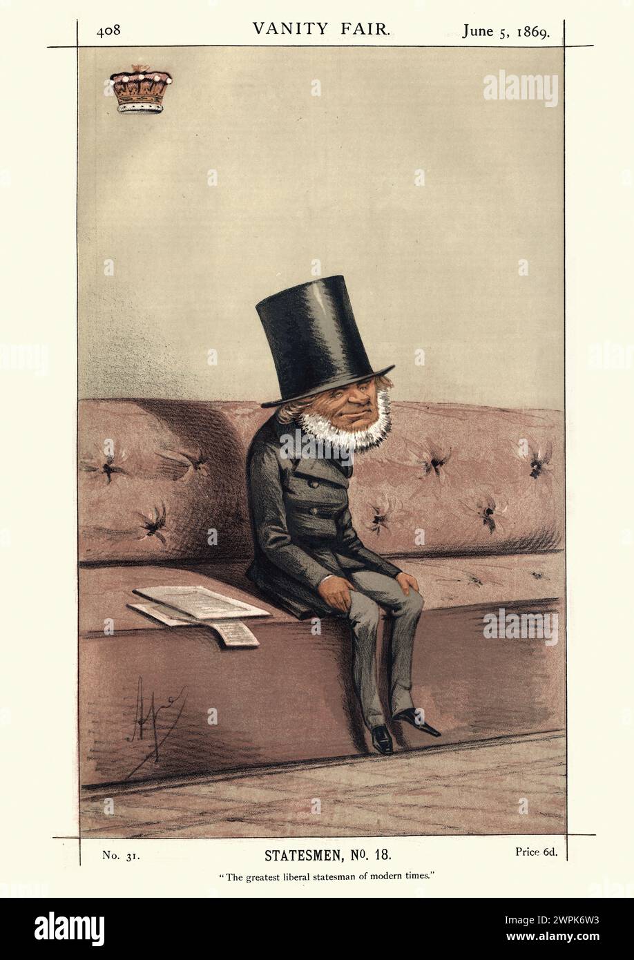 Vintage engraving of John Russell, 1st Earl Russell. The greatest ...