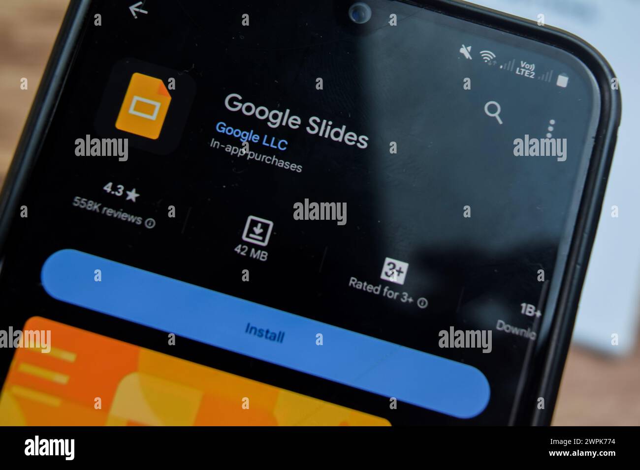 Google Slides application on Smartphone screen. Google Slides is a ...