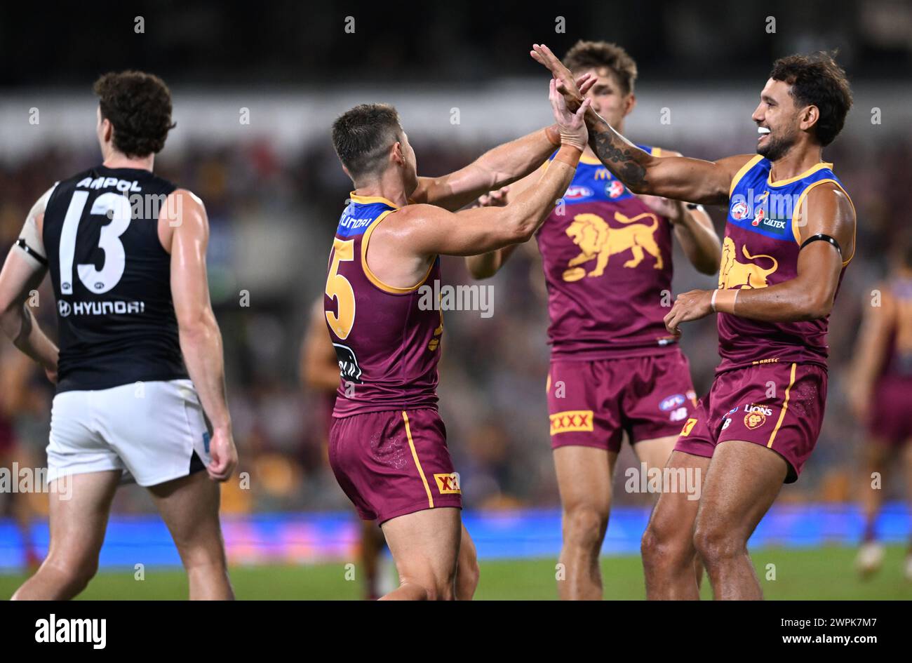 Brisbane, Australia. 08th Mar, 2024. Dayne Zorko (left) of the Lions ...