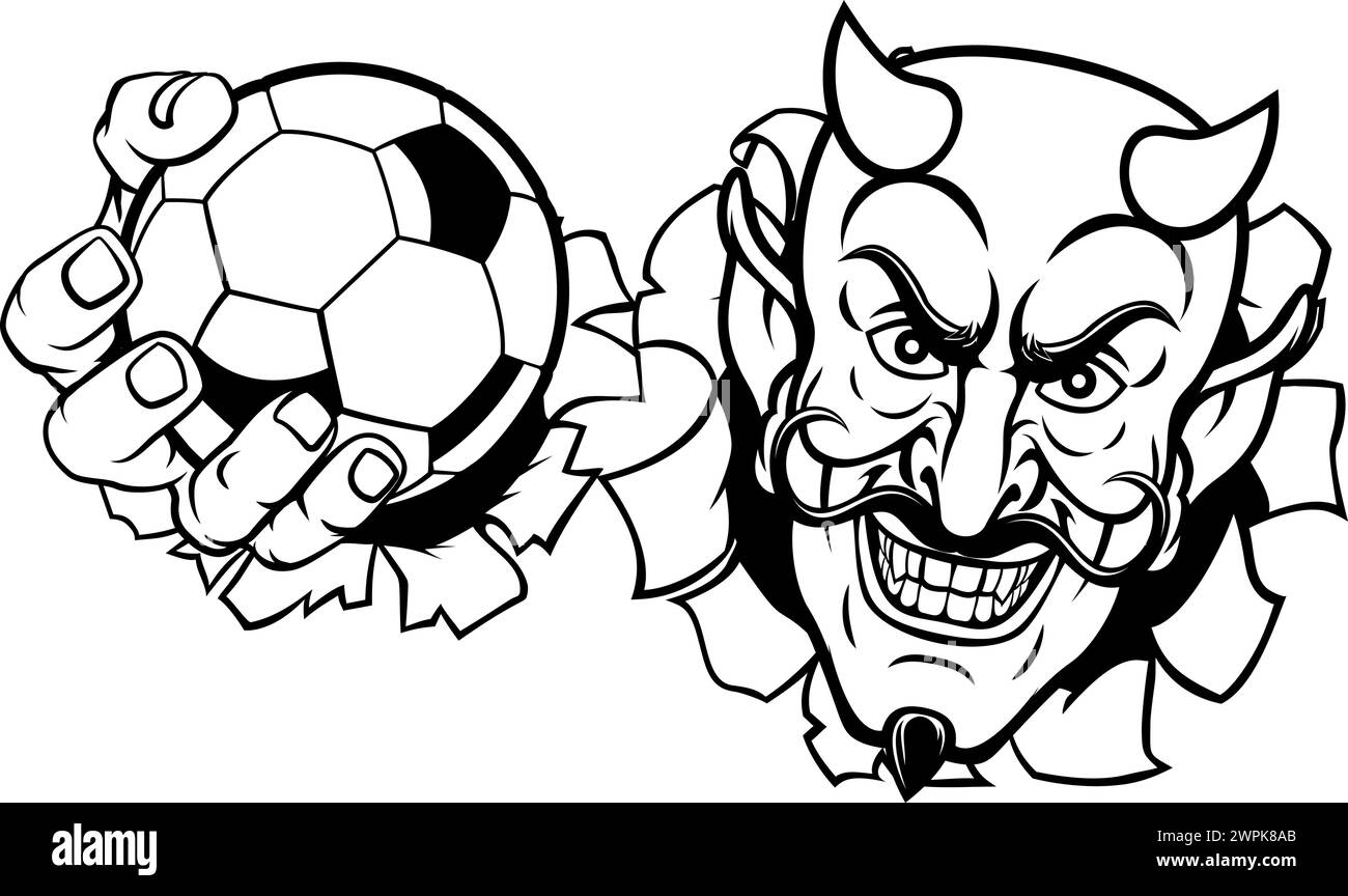 Devil Soccer Football Ball Sports Mascot Cartoon Stock Vector Image ...